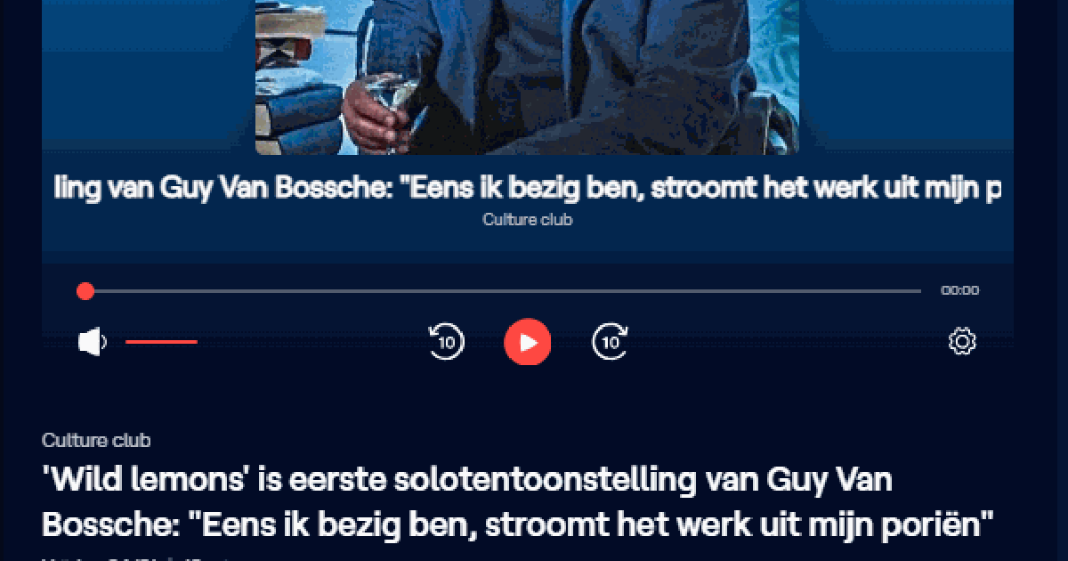 Guy Van Bossche in Culture Club on Radio 1 | KETELEER GALLERY